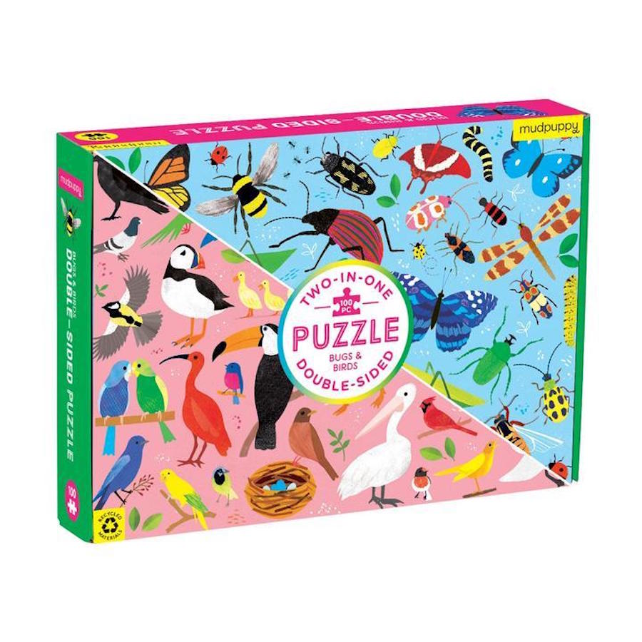 Bugs & Birds 100 Piece Double-Sided Puzzle - - Fat Brain Toys
