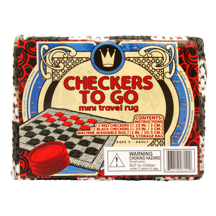 Checkers To Go - Mini Checker Rug - Best Games for Ages 5 to 12