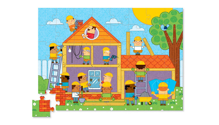 48-Piece Puzzle - Little Builder - - Fat Brain Toys