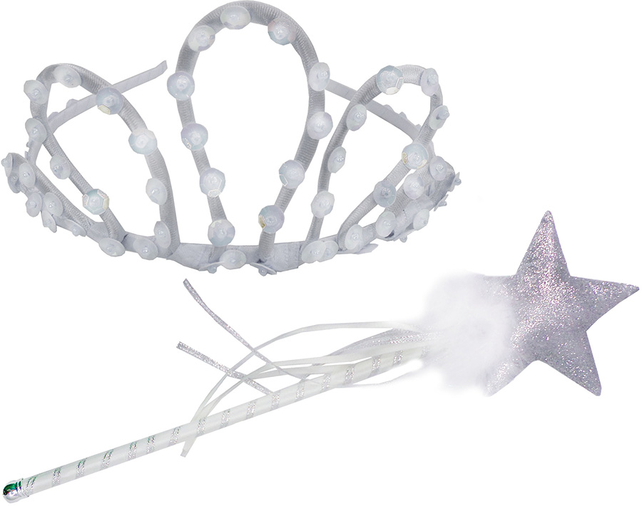 Pretty Princess Tiara & Wand - Silver - - Fat Brain Toys