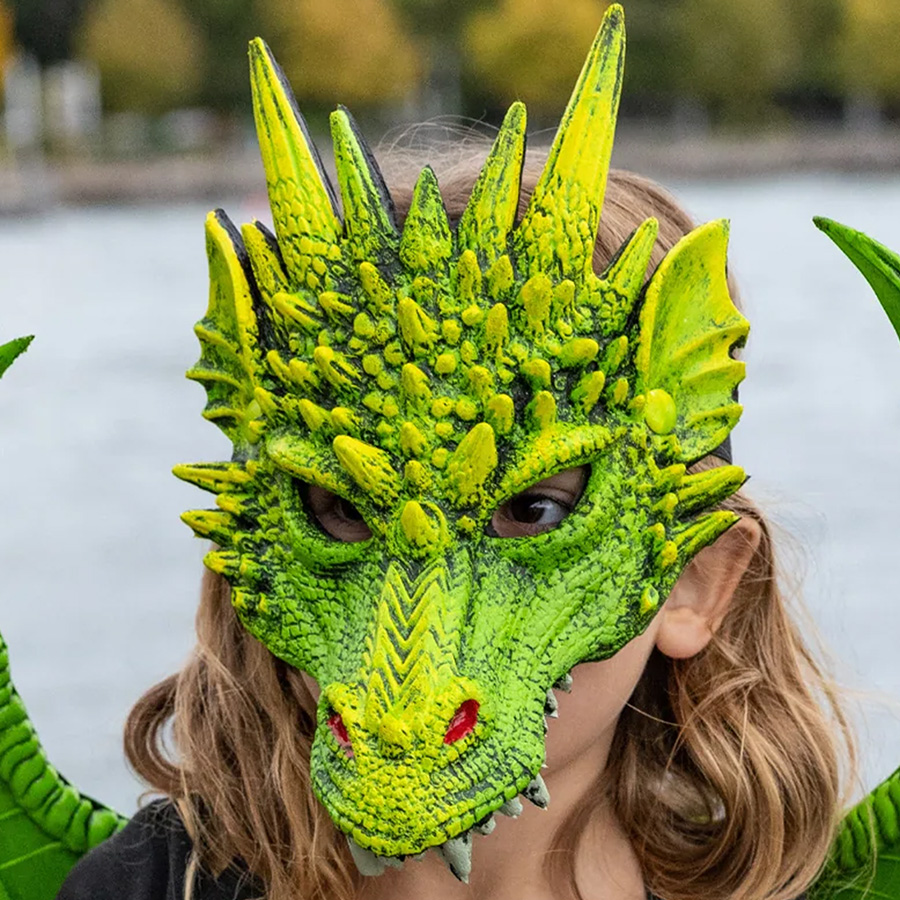 Dragon Mask - Green - Best for Ages 4 to 7