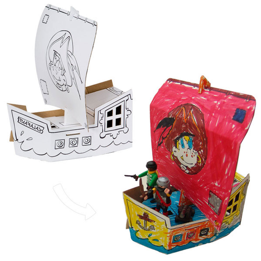 Cardboard Decorate-it-Yourself Pirate Ship - - Fat Brain Toys