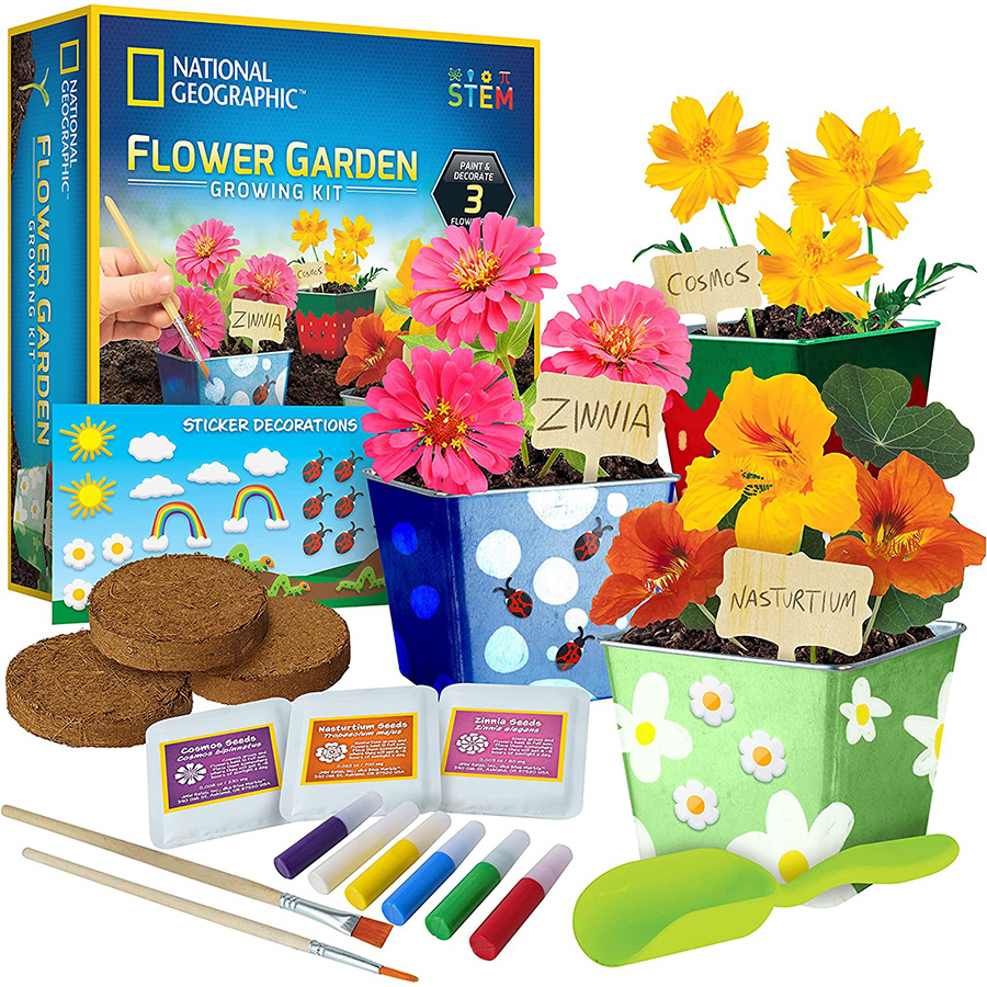 National Geographic Flower Garden Growing Kit - Best for Ages 6 to 12