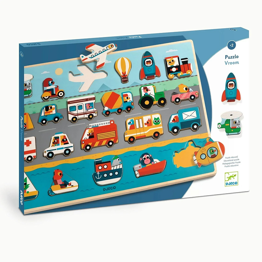 Puzzlo Vroom Wooden Puzzle - - Fat Brain Toys