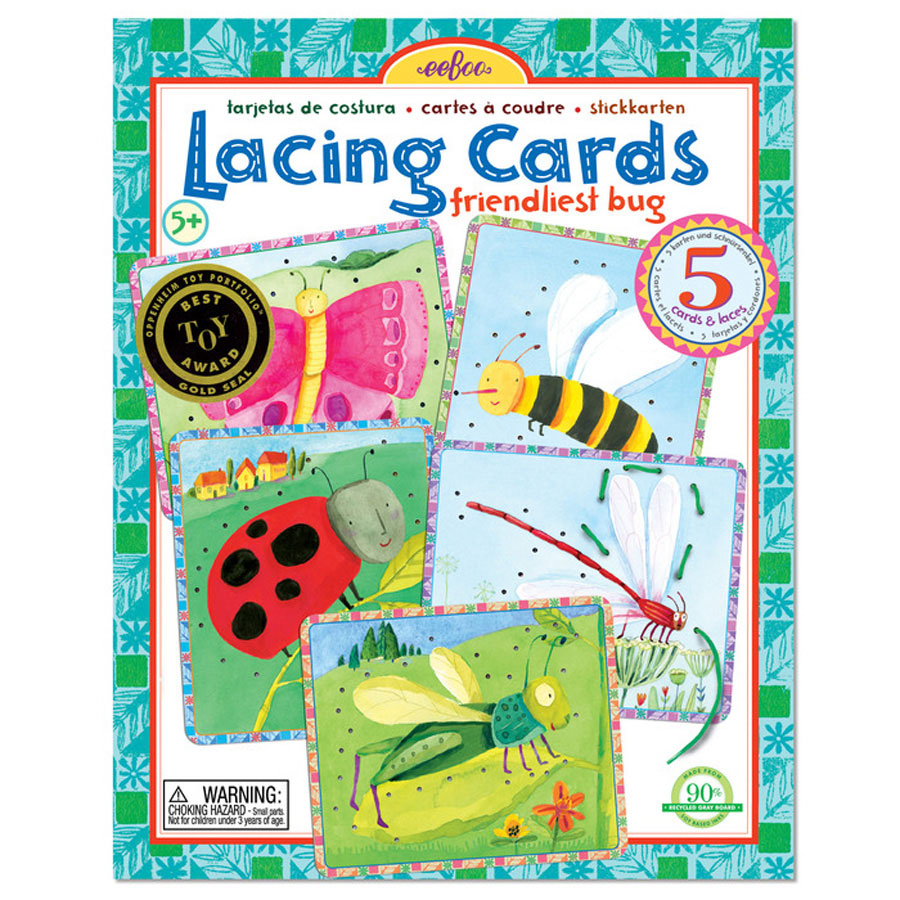 Friendliest Bug Lacing Cards - - Fat Brain Toys