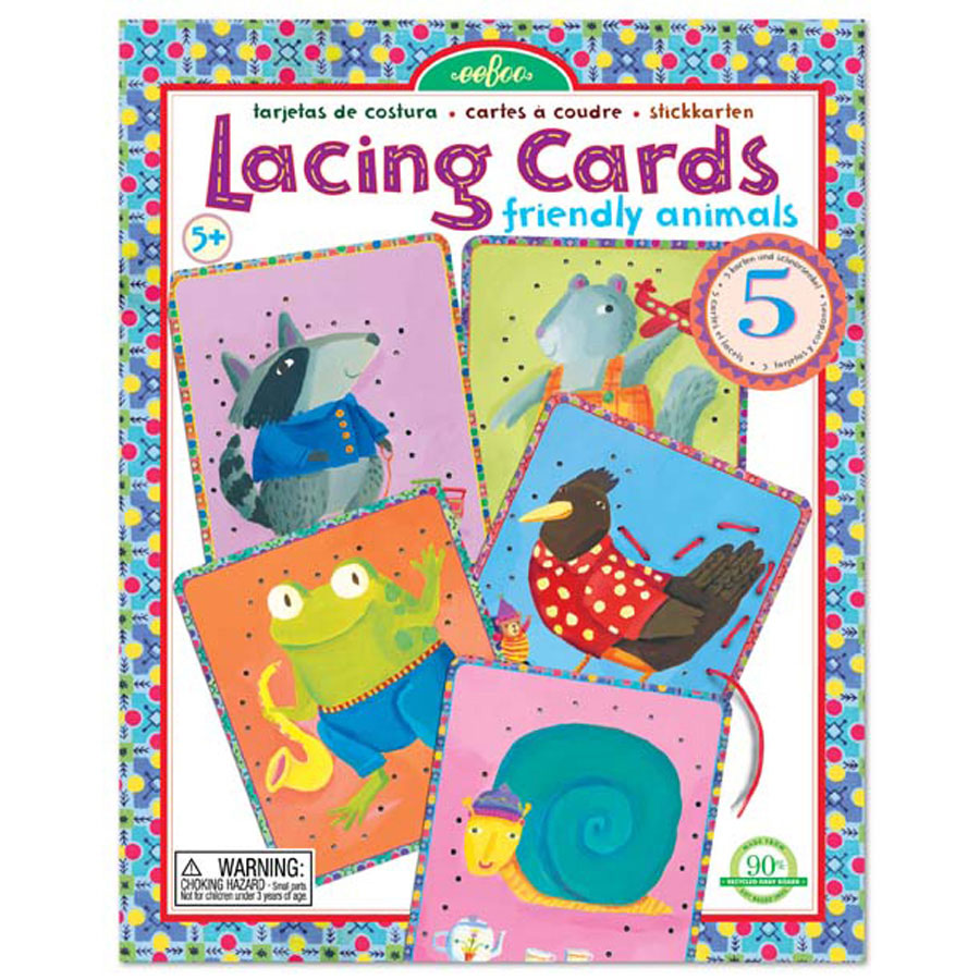 Friendly Animals Lacing Cards - - Fat Brain Toys