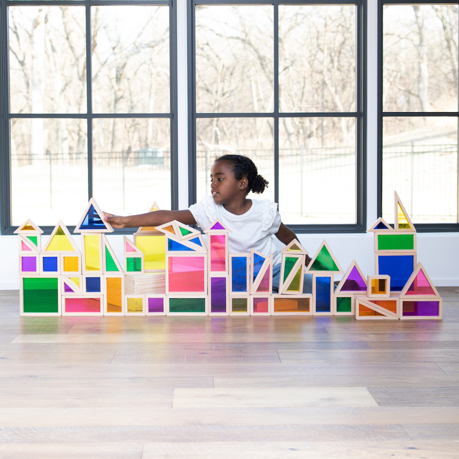 Montessori Woodwerks Lens Blocks - 56pc set - - Fat Brain Toys
