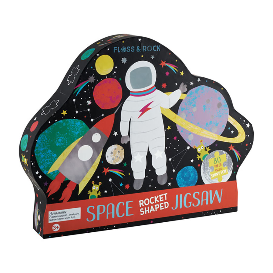 Space Rocket Shaped Puzzle - 80 pc - - Fat Brain Toys