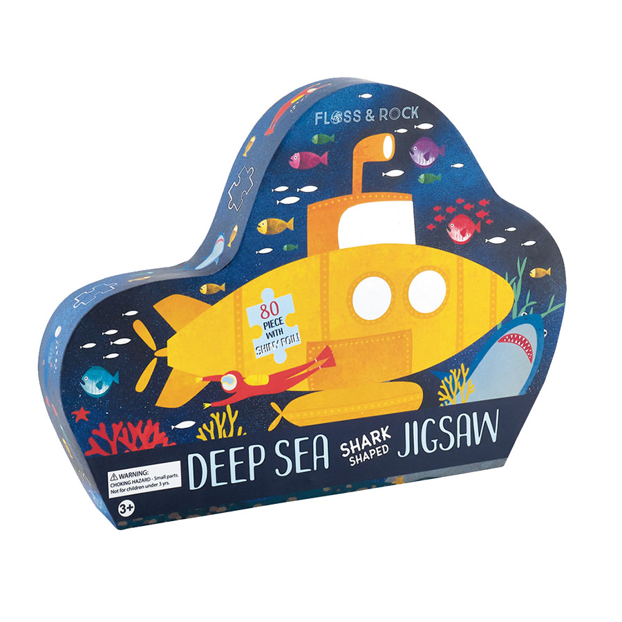 Deep Sea Shark Shaped Puzzle - 80 pc - - Fat Brain Toys