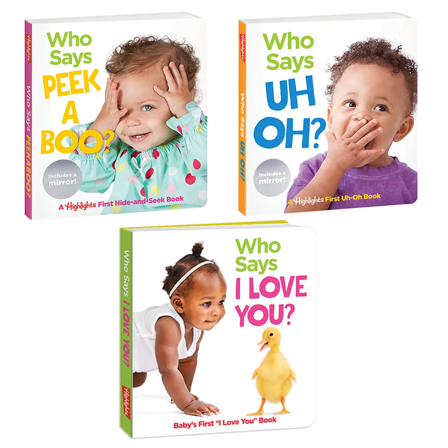 Highlights Baby Board Books - Who Says? Set of 3 - - Fat Brain Toys