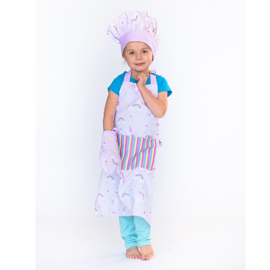 Rainbows and Unicorns Deluxe Child Apron Set - - Fat Brain Toys