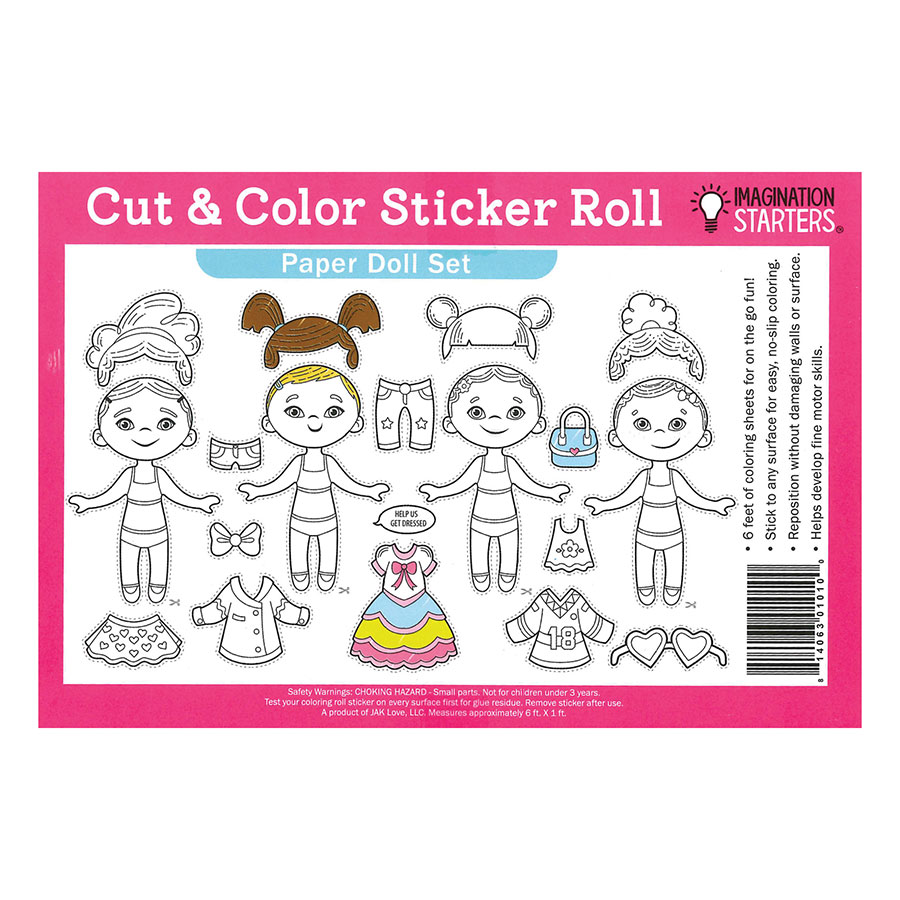Coloring Sticker Roll - Paper Doll Set - - Fat Brain Toys