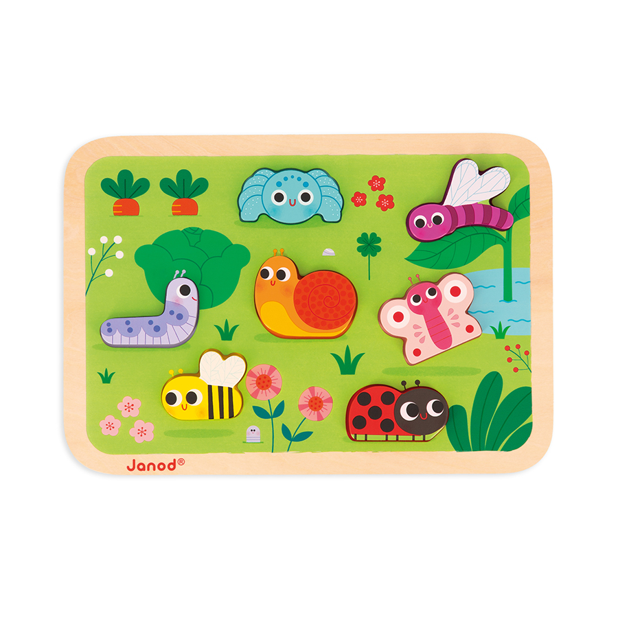 Chunky Wooden Garden Puzzle - Best Early Learning Toys for Ages 2 to 4