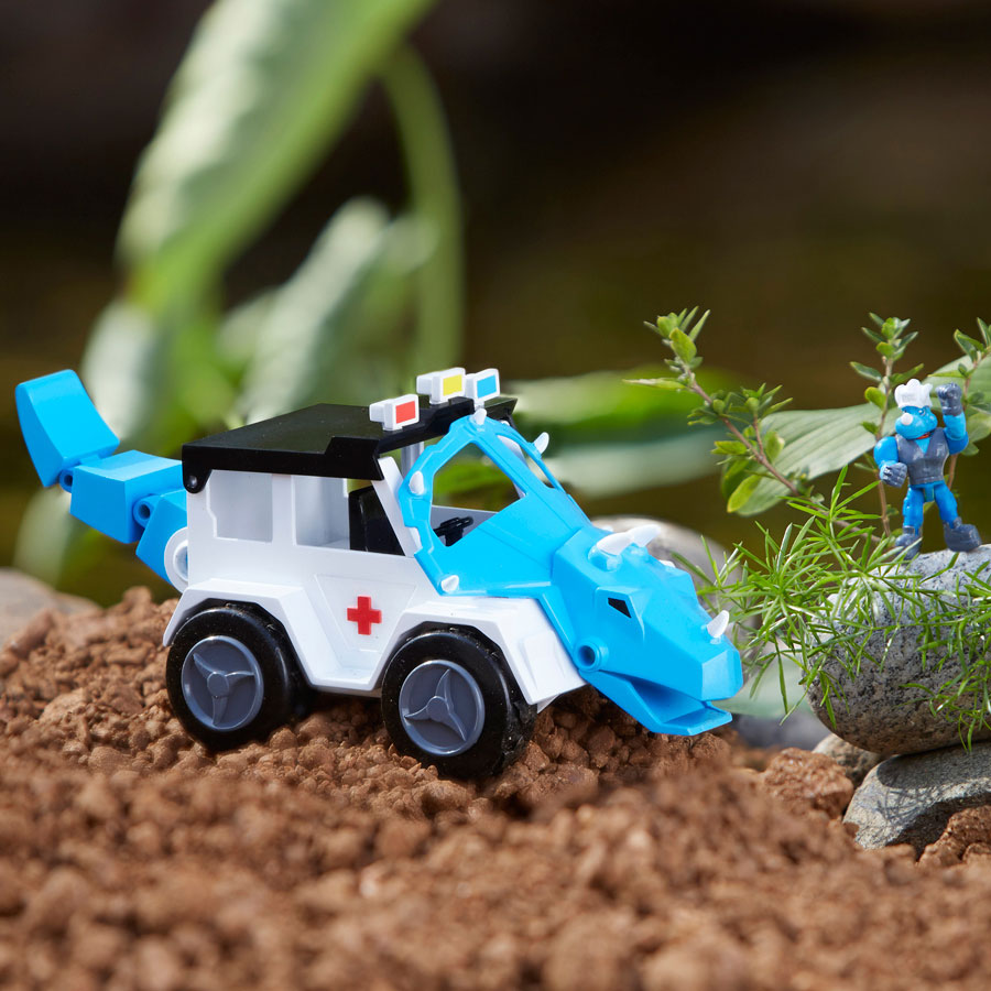 Dino Construction Company Rescue Crew - Turbo the Triceratops Police SUV