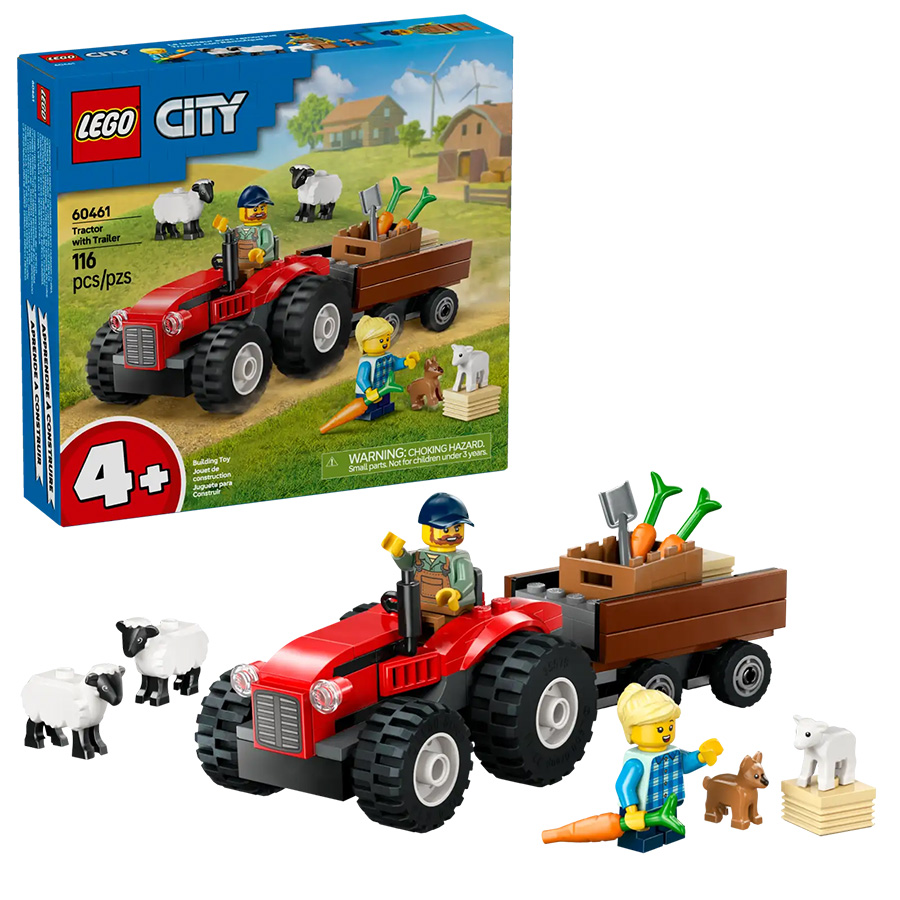 LEGO City - Red Farm Tractor with Trailer & Sheep