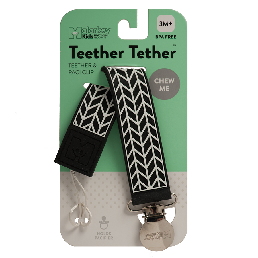Teether Tether - Black and White Chevron - - Fat Brain Toys