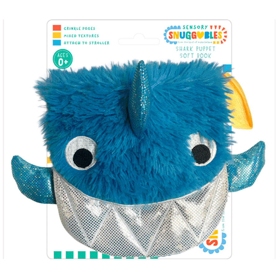 Sensory Snuggables Shark Puppet Soft Book - - Fat Brain Toys