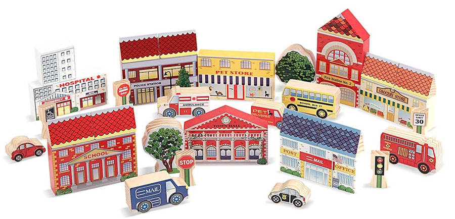 Town Blocks Play Set - - Fat Brain Toys