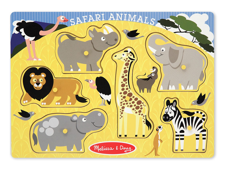 Safari Animals Peg Puzzle - - Fat Brain Toys