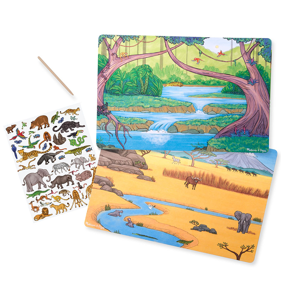 Transfer Sticker Scenes - Jungle & Savanna - - Fat Brain Toys