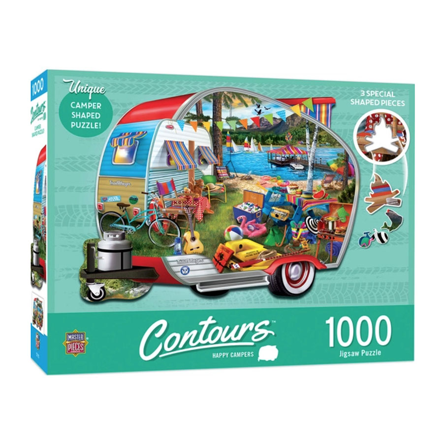 Happy Campers Contours Shaped 1000pc Puzzle - - Fat Brain Toys