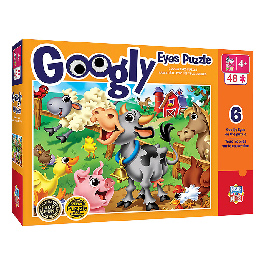 Googly Eyes Farm Animals Puzzle - 48 pc - - Fat Brain Toys