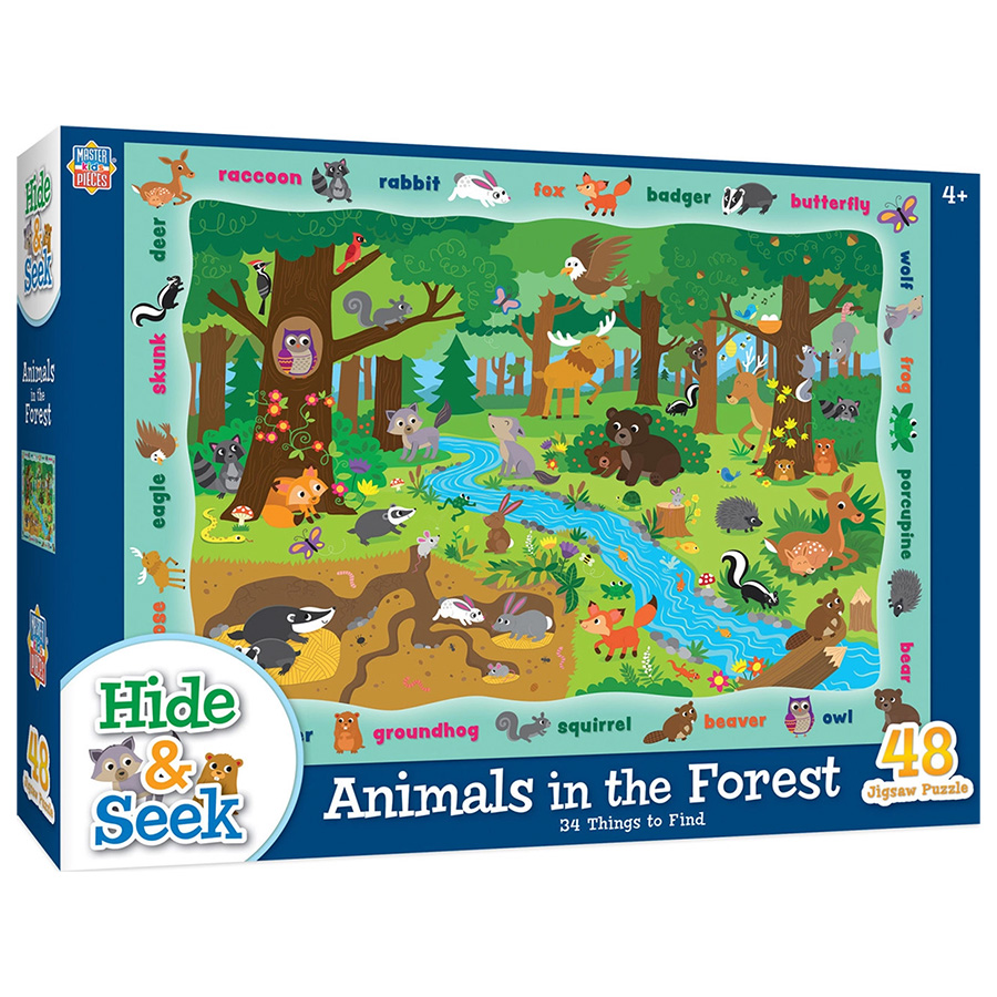 Hide & Seek Animals in the Forest 48pc Puzzle - Best for Ages 4 to 9