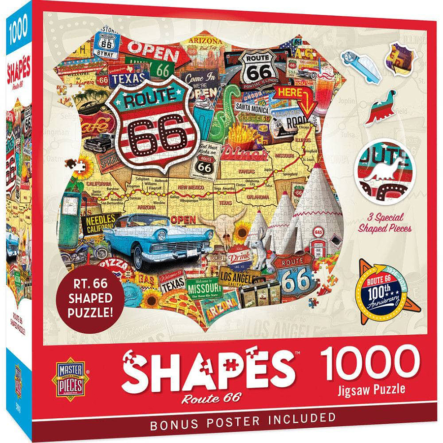 Route 66 Shaped Puzzle - 1000 pc - - Fat Brain Toys
