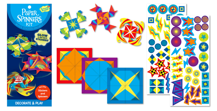 Glow-in-the-Dark Paper Spinners Sticker Kit - - Fat Brain Toys