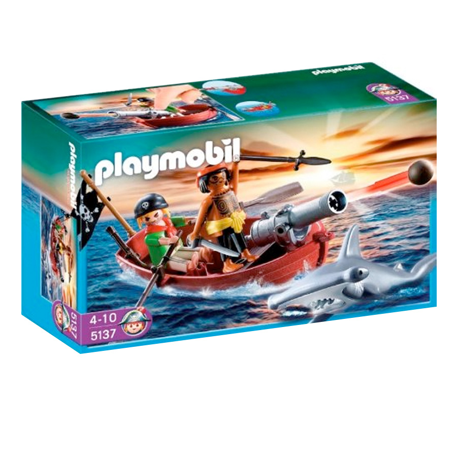 Playmobil Pirates - Pirates Rowboat with Shark - - Fat Brain Toys
