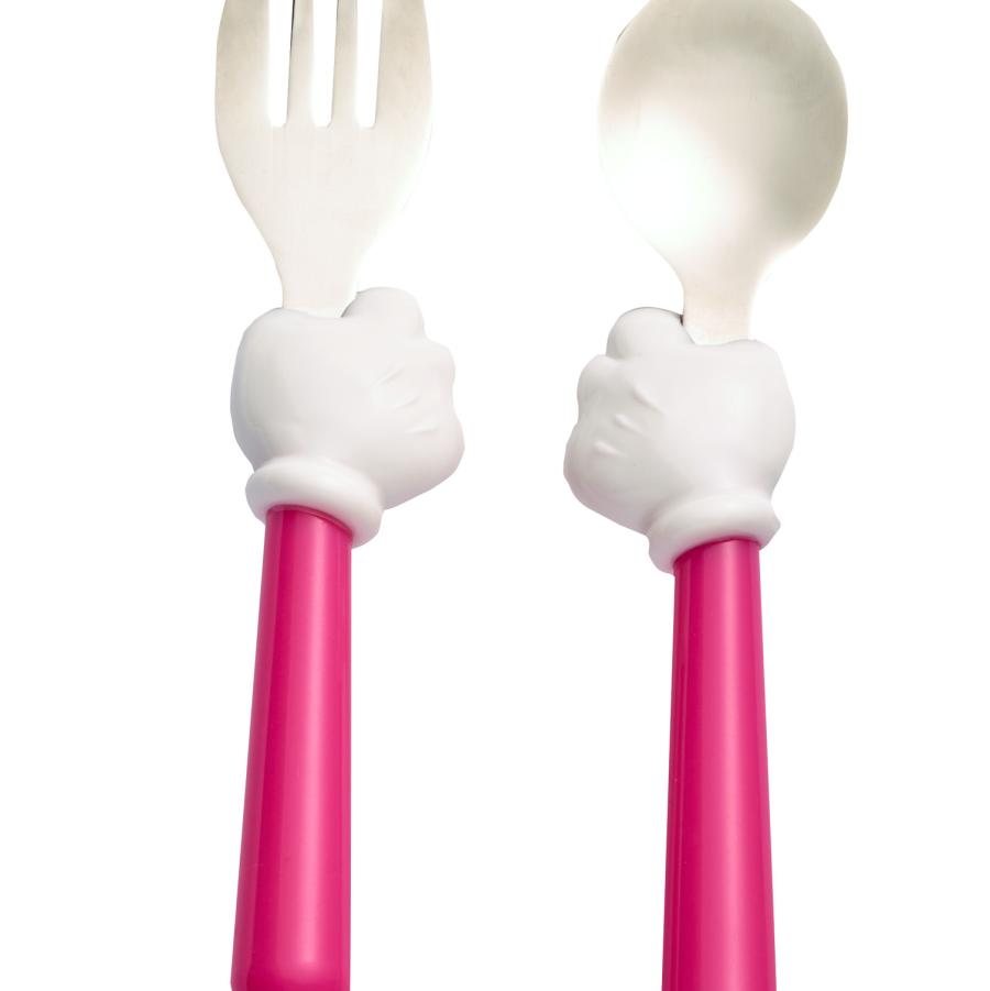 Disney Minnie Mouse Helping Hands Fork & Spoon - - Fat Brain Toys