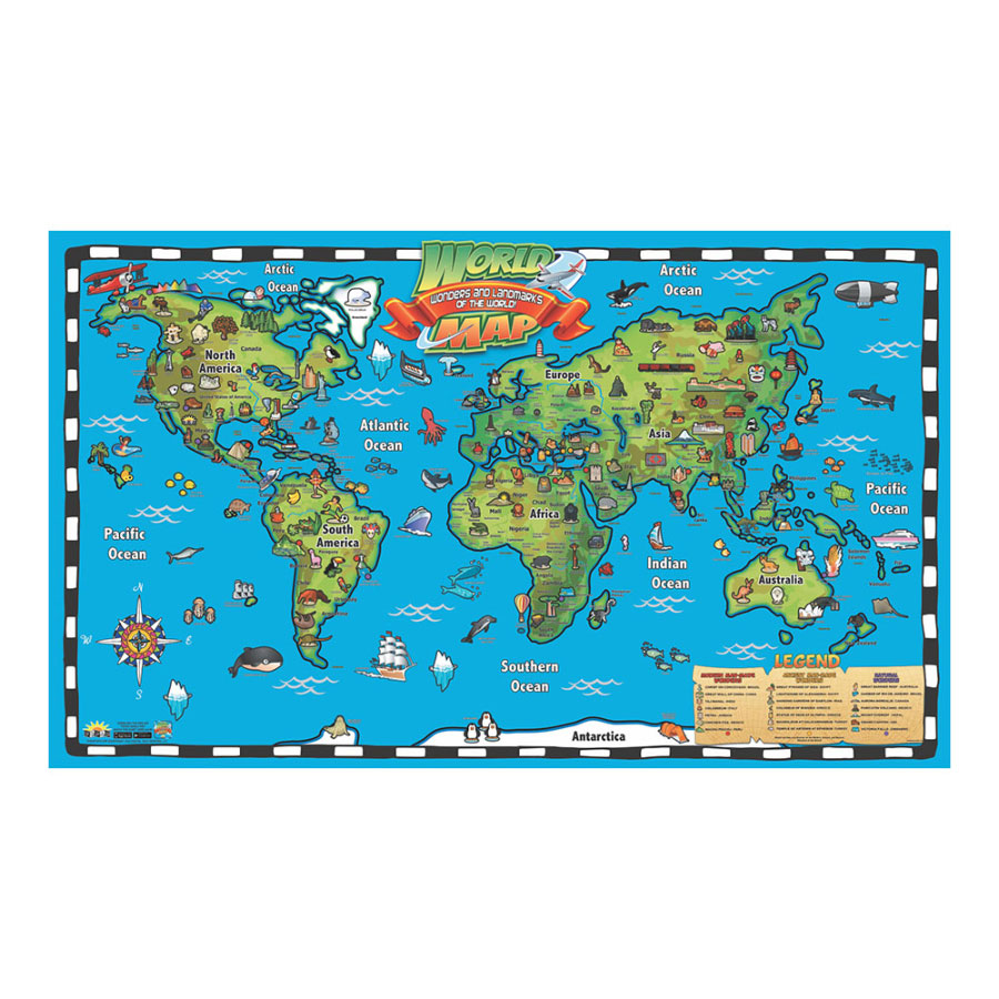 Kid's World Map Wall Chart with Interactive Map - - Fat Brain Toys