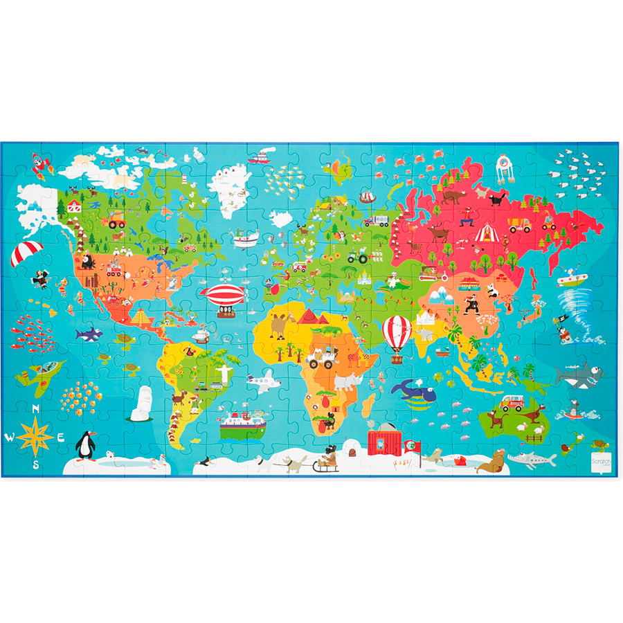 XXL World Map Puzzle - 150pcs - - Fat Brain Toys