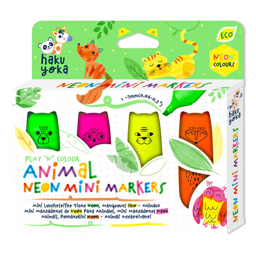 Animal Neon Mini Markers - - Fat Brain Toys