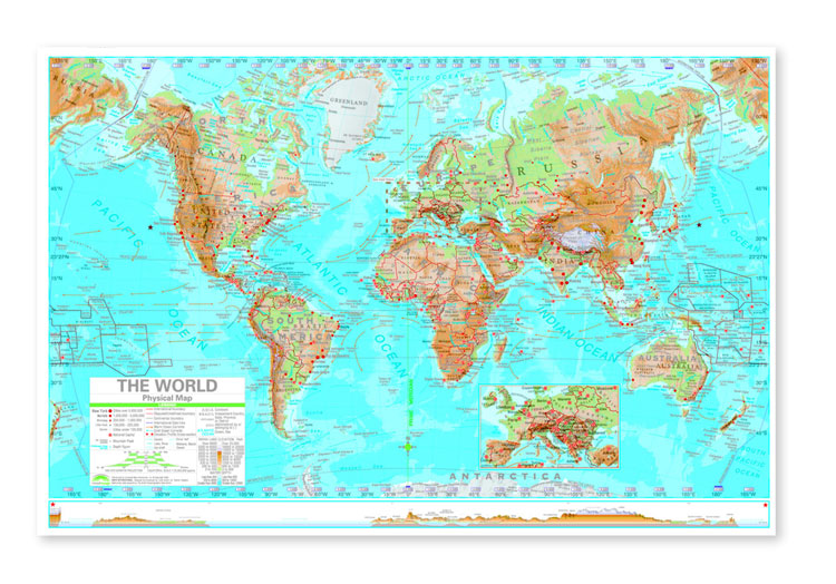 World Advanced Physical Map - Laminated - - Fat Brain Toys