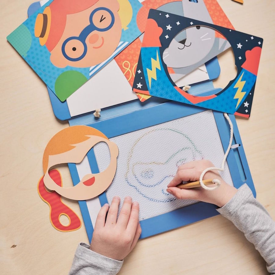 Magic Sketch and Stencil - Funny Faces - - Fat Brain Toys