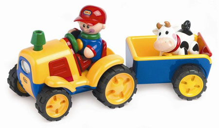 Tolo First Friends Tractor and Trailer - - Fat Brain Toys