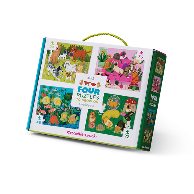 Four Puzzle Set - Playful Pets - Best Puzzles for Ages 4 to 10