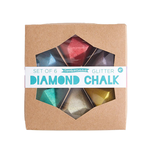 Set of 6 Diamond Chalks with Glitter - - Fat Brain Toys