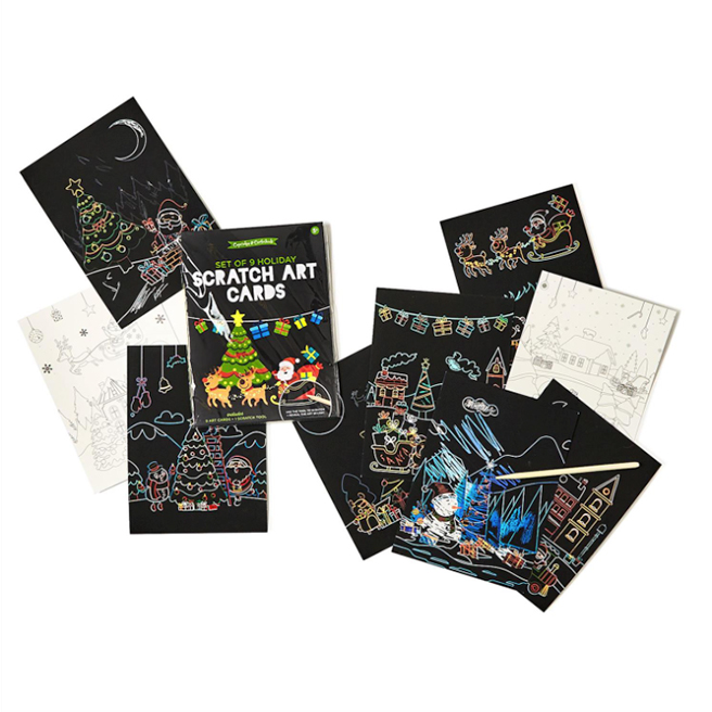 Christmas Design Scratch Art Cards - 9 pc - Best for Ages 5 to 9