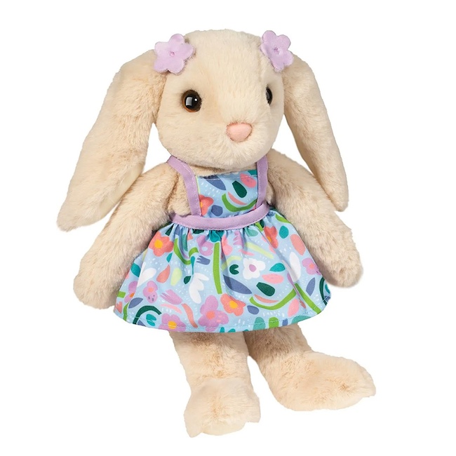 Pearl Floppy Bunny with Dress - 12 in - - Fat Brain Toys