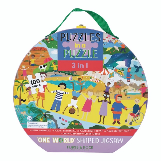 One World 100pc 3-in-1 Puzzle - - Fat Brain Toys