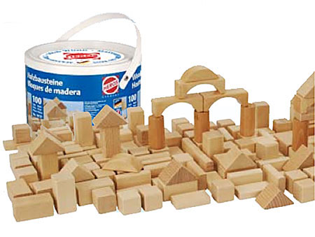 Heros - 100 Wooden Building Blocks - Natural - - Fat Brain Toys