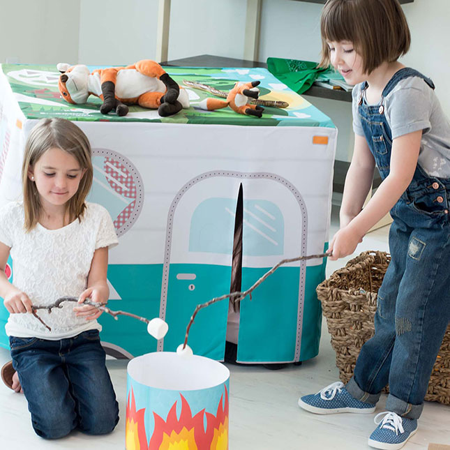 Happy Camper Hideout Card Table Playhouse - - Fat Brain Toys