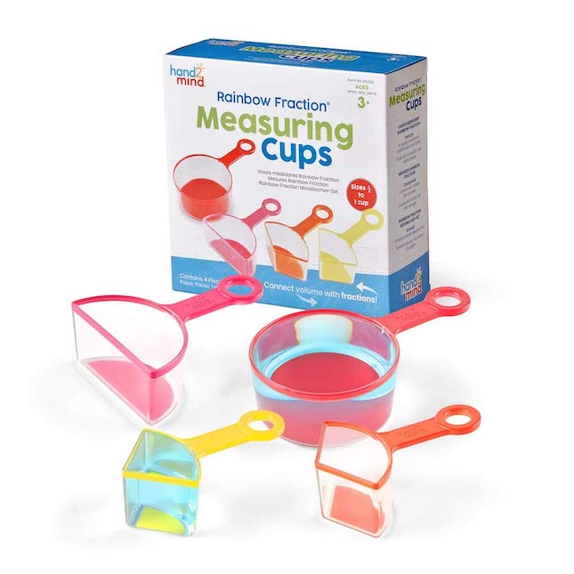 Hand2Mind Rainbow Fraction Measuring Cups - 4 Piece Set