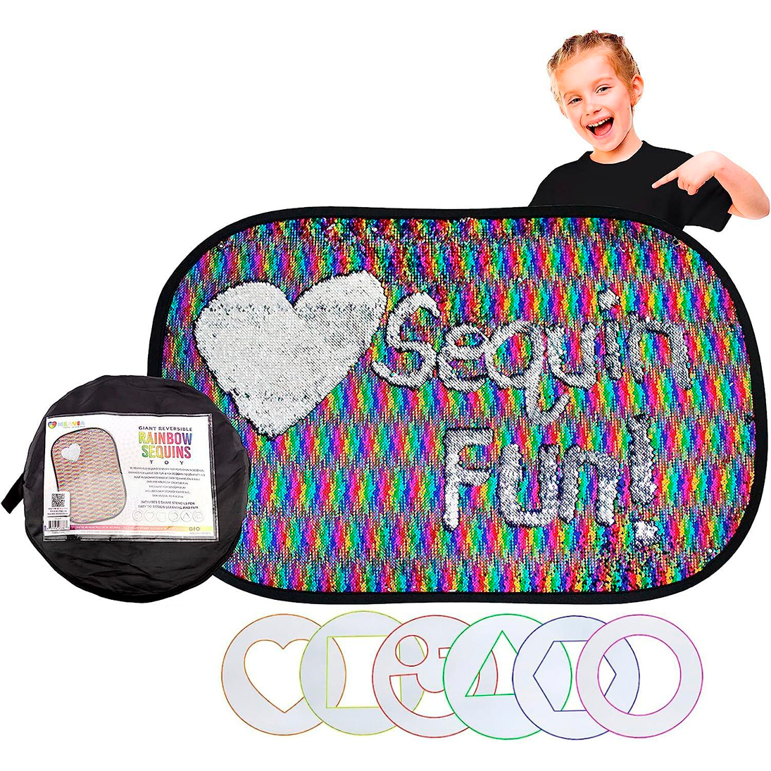 Giant Rainbow Sequins Toy with Shape Stencils - Best for Ages 5 to 10