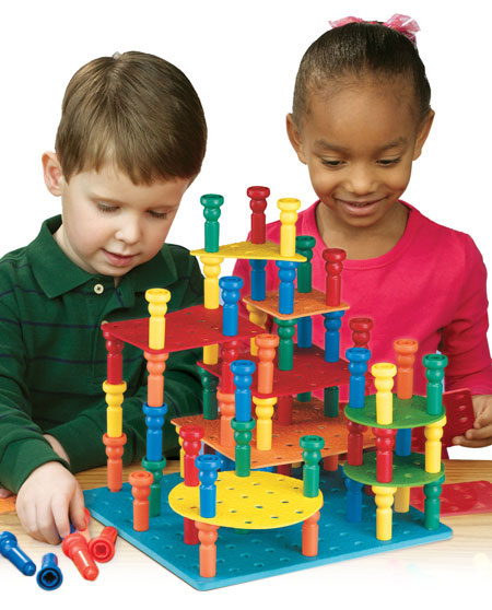 Tall Stacker Pegs Building Set - - Fat Brain Toys