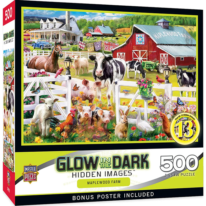 Maplewood Farm Hidden Image Glow in the Dark - 500 pc Puzzle