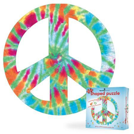 Puzzle Shapes - Peace Sign Tie Dye - 500 pc - - Fat Brain Toys
